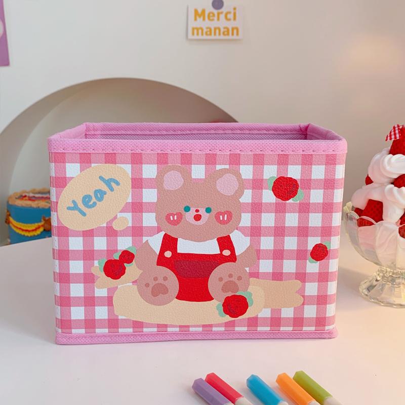 Buy Pu Leather Cartoon Storage Box Cute Pattern Foldable Desktop Debris ...