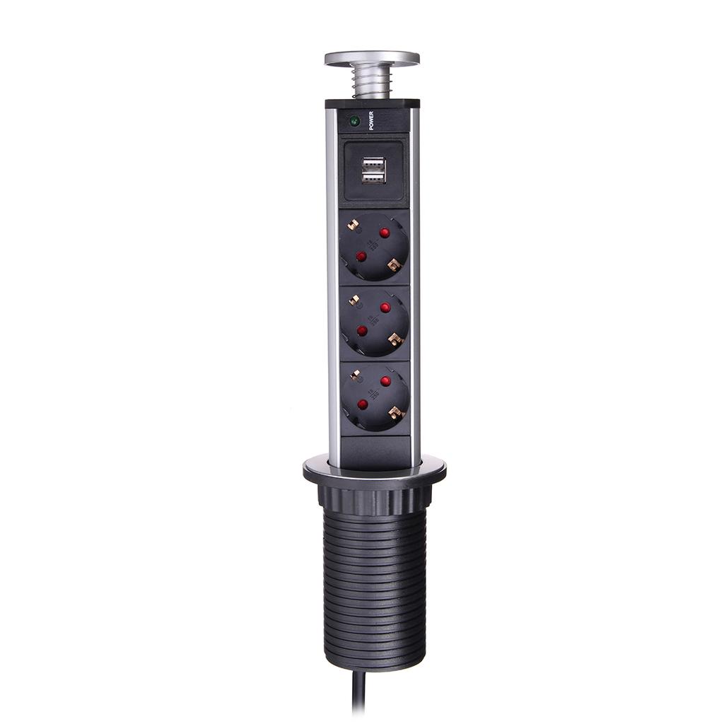2 USB 3/4/5/6 Mains Sockets EU Plug Pull Popup Retractable Electrical ...