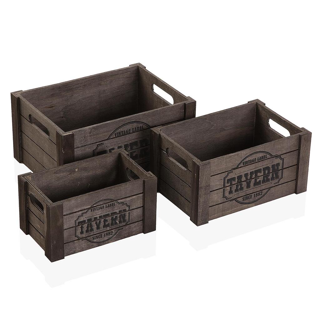 Buy Set Of 3 Wooden Boxes VERSA 22010028 at affordable prices — free ...