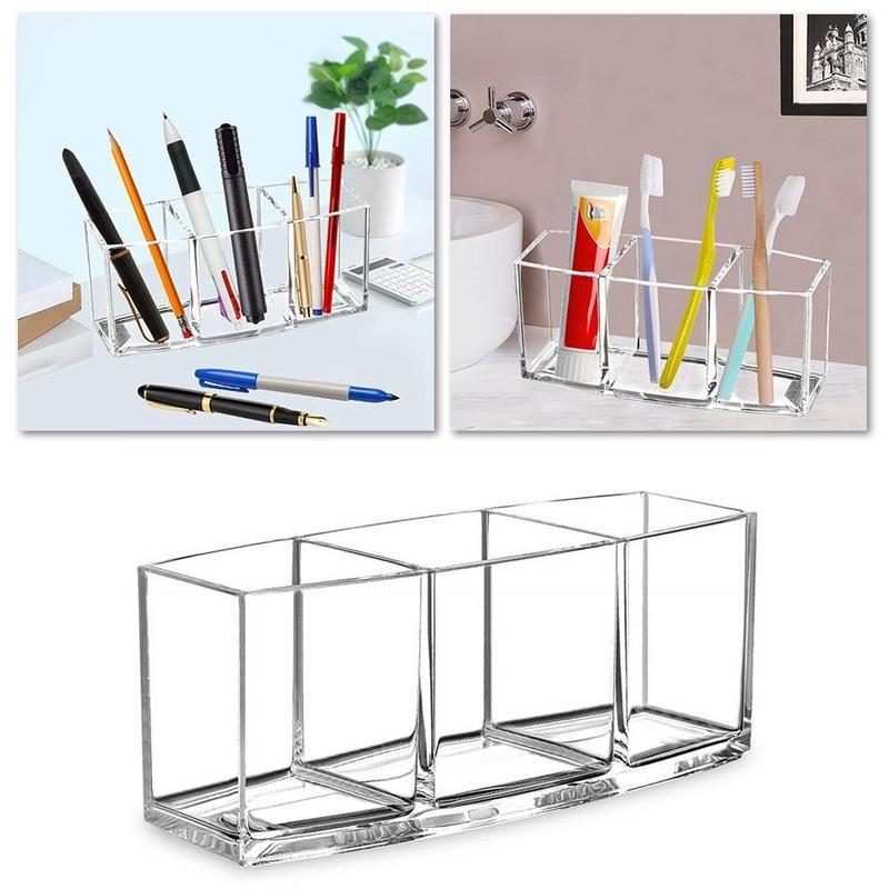 1PC Pen Pencil Stand Acrylic Transparent Storage Box Makeup Organizer ...