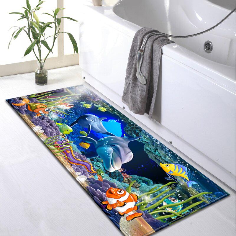 Buy Ocean Undersea Dolphin Fish Coral Area Rugs Runner Rug Red Laundry ...