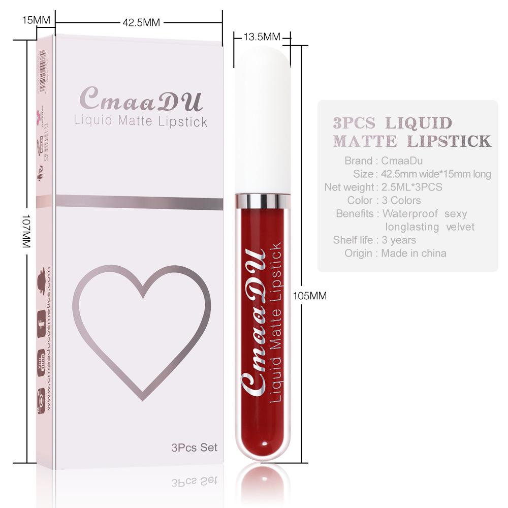 Buy CmaaDu Lip matte 3 Colors Set Non Touching Cup Lip Color Non Fading ...