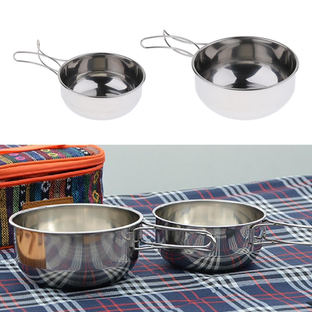 Folding Compact Stainless Steel Cooking Mess Tins Camping Food Holiday ...