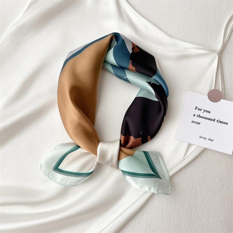Buy Cute Print Silk Headscarf Girls Satin Square Scarf For Women Shawl ...