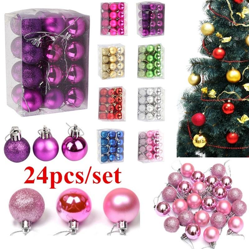 24pcs/set Christmas Ball Tree Decoration Diameter Xmas Balls ...