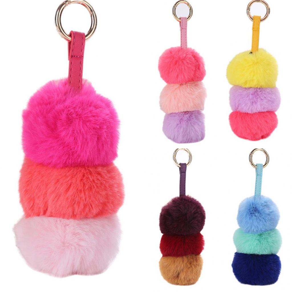 Colorful Fluffy Ball Keychain Key Ring Pendant Handbag Bag Faux Fur ...