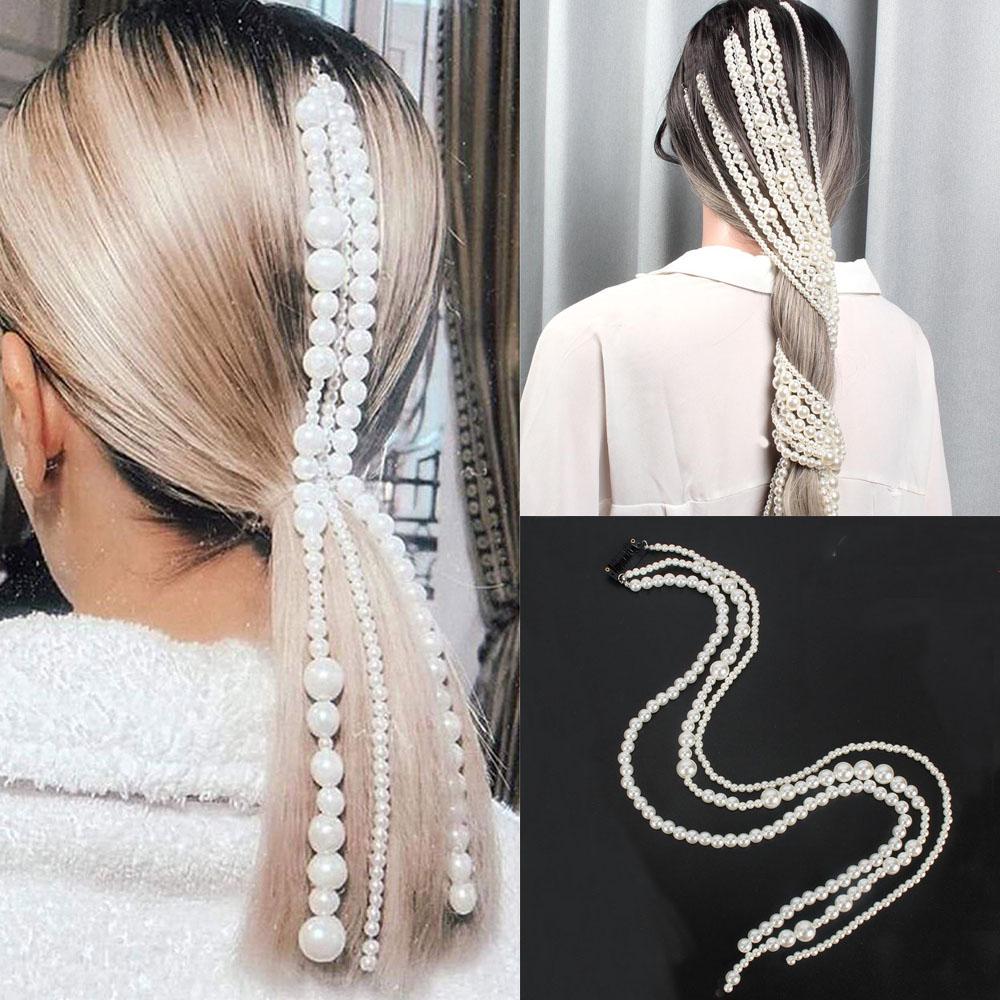 Cheap Chain Pearl Hairpin Tassels Handmade Headwear Beaded Hair ...