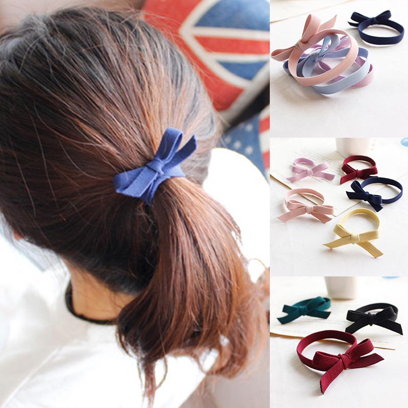 Buy 1PC Women Ribbon Bow Rubber Bands Elastic Hair Rope Headwear ...