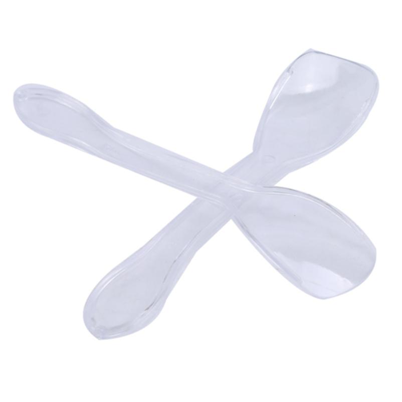 Buy 100 Pieces Thick Plastic Disposable Yogurt Cake Spoons Fast Food ...