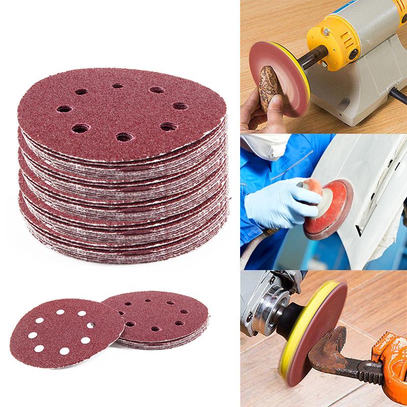 Buy 50pcs Sanding Discs 5 Inch Hook Loop Round Sandpaper Discs Dustless ...