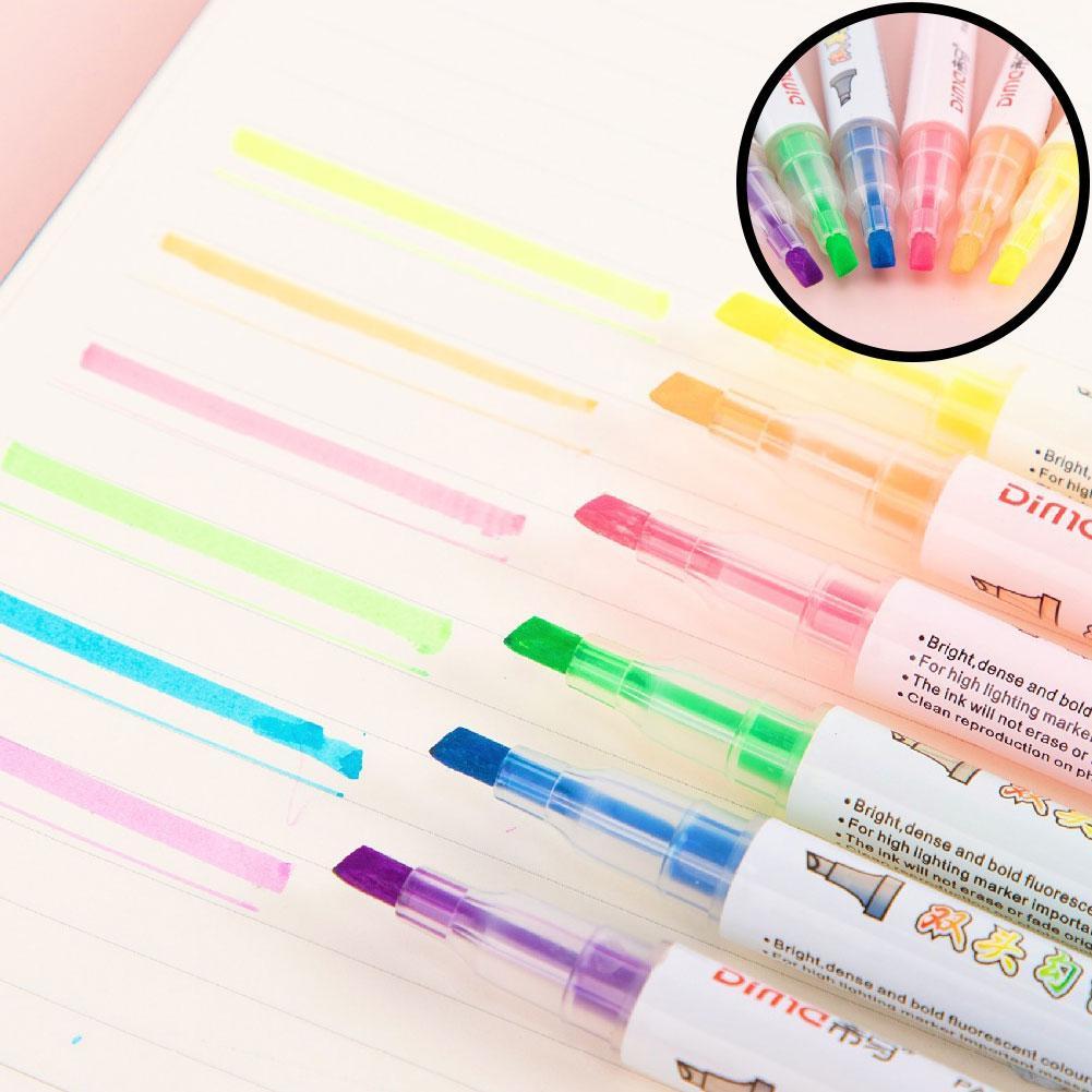 Dual Tip Highlighter Set 6Pcs Gel Bible Highlighter Journaling Assorted ...