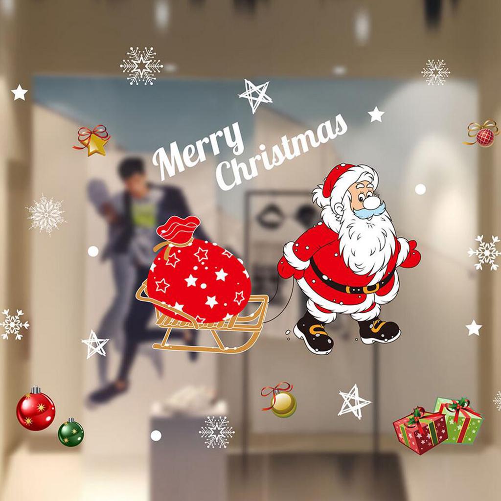 Christmas Santa Claus Glass Door Mirror Window Clings Sticker Decals ...
