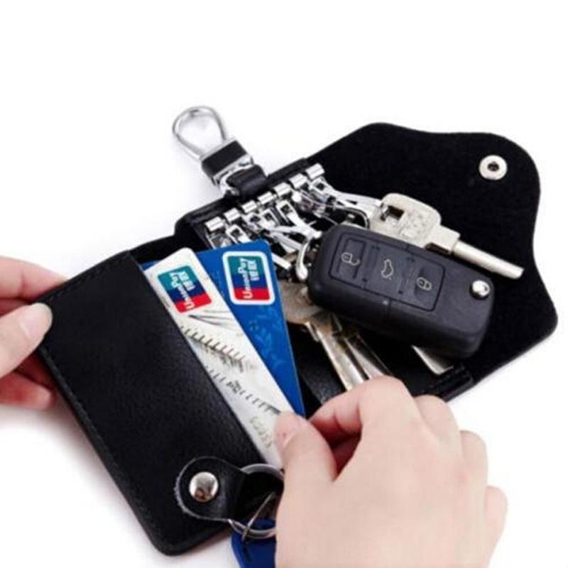 Buy PU Leather Key Chain Accessory Pouch Bag Wallet Case Key Holder at ...