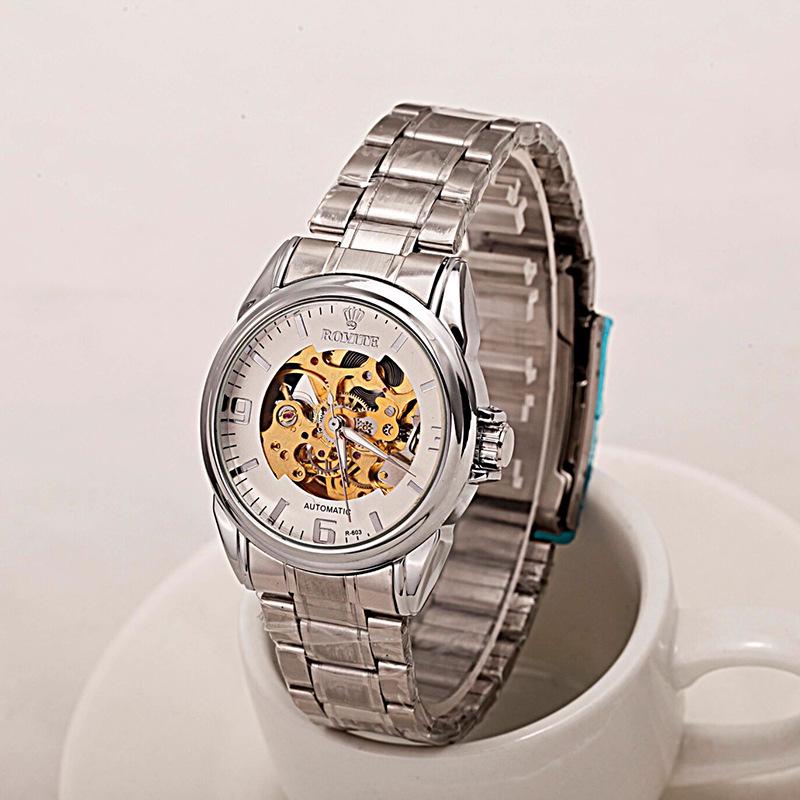 Buy shion Semi-Automatic Mechanical Watch Skeleton See-through Dial ...