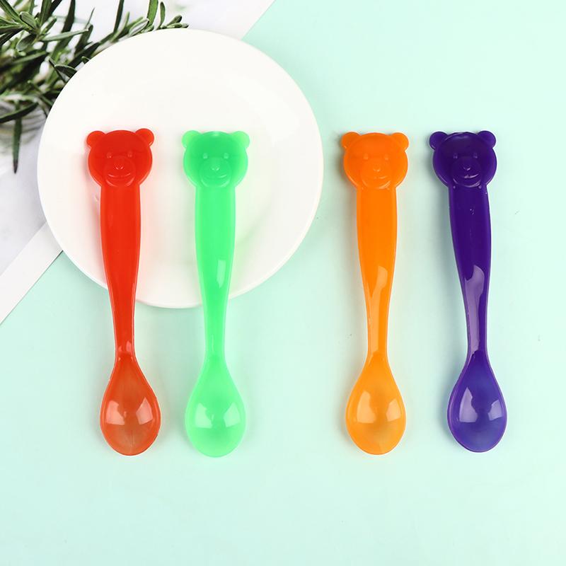 Buy 2Pcs 3Colors Temperature Sensing Spoon Kids Silicone Spoon Feeding ...