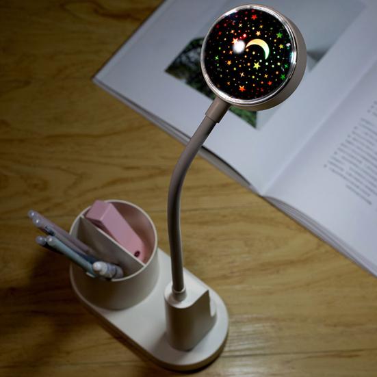 1 Set Flexible Hose Design Night Lamp 3-in-1 Projector Reading with Pen ...
