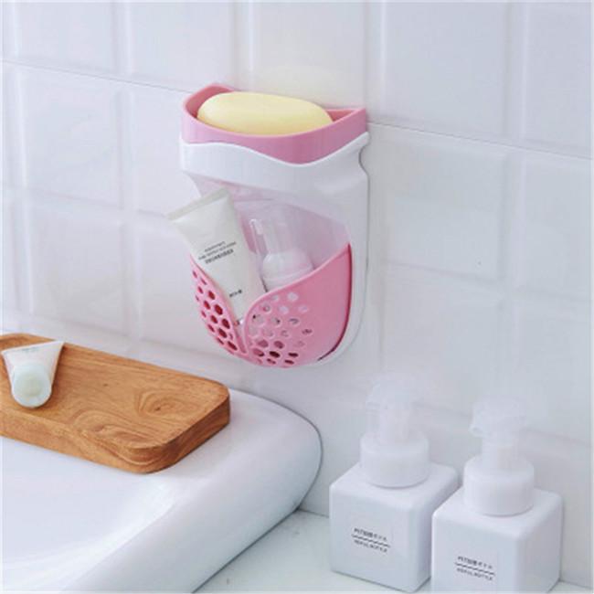 Buy Bathroom Wall Soap Storage Rack Without Trace Strong Drain Double ...