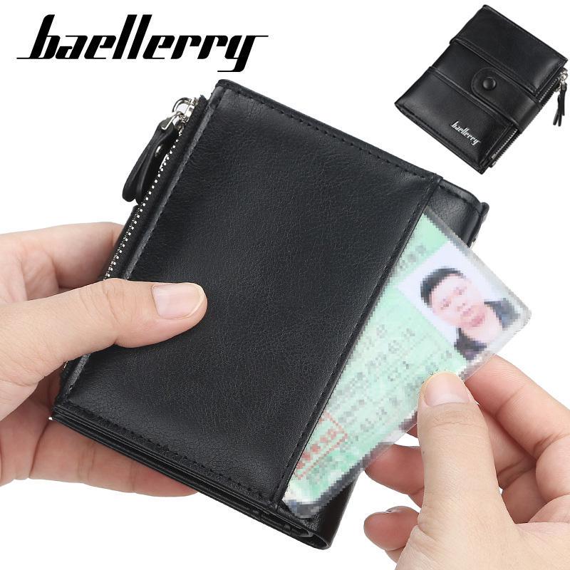 Buy Men Double Zipper Wallet, Short Pocket Purse Driver License Holder ...