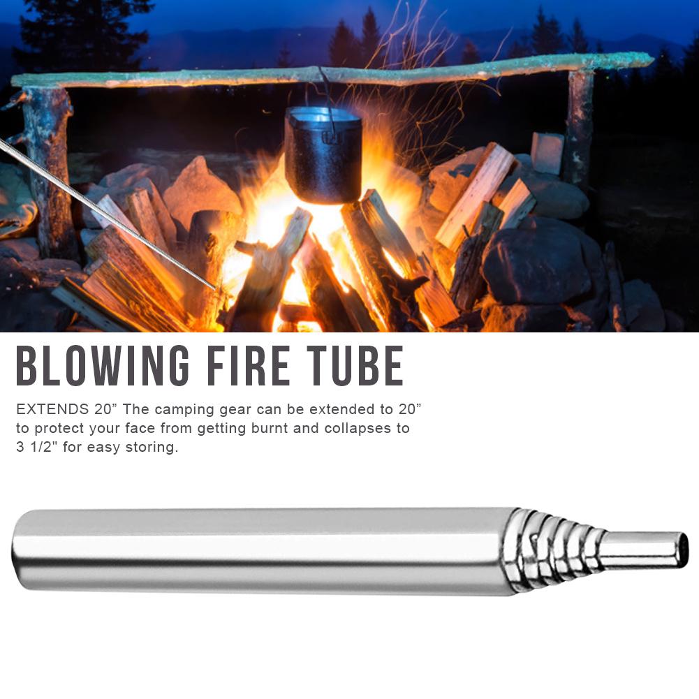 Stainless Steel Blowpipe Camping Fire Tool Retractable Collapsible Fire ...