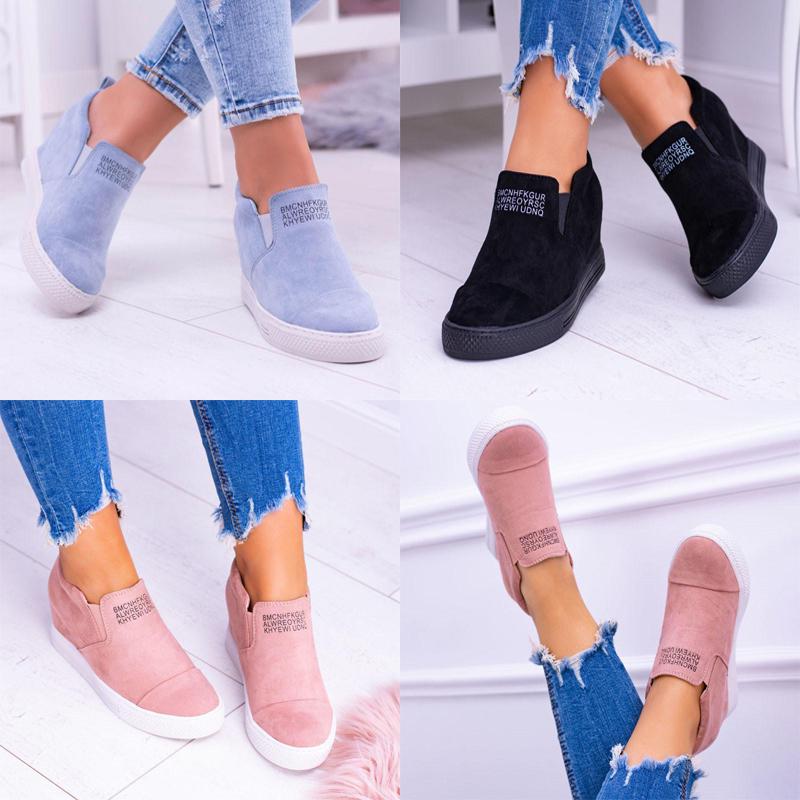 Buy Fashion Women Hidden Wedge Heels Shoes Increased High Top Casual ...