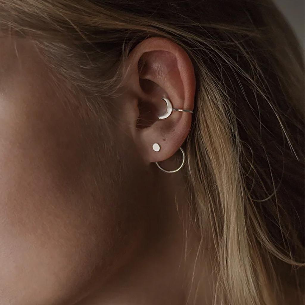 Cheap Earring - cuff Moon in silver Oniks | Joom