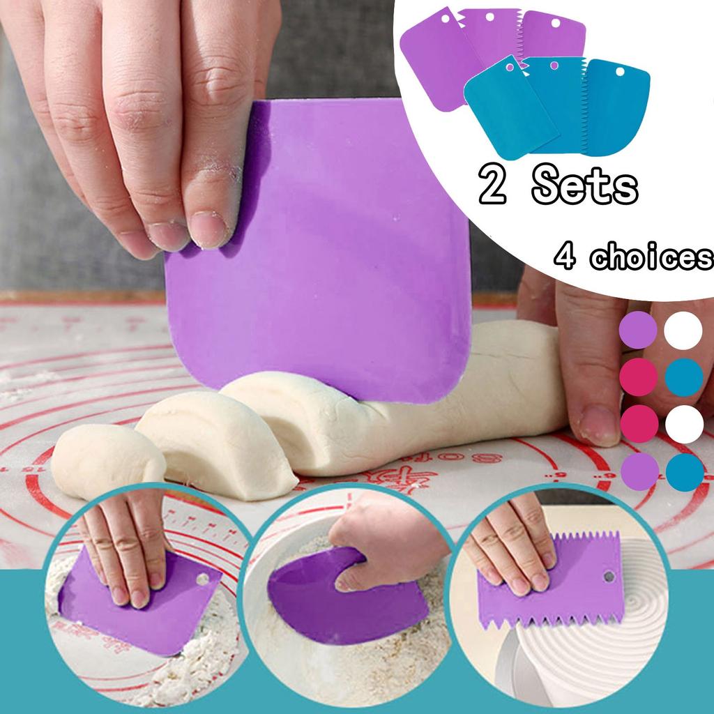 Buy 2 Sets Dough Scraper Dessert Decorating Baking Tools Smooth Jagged ...