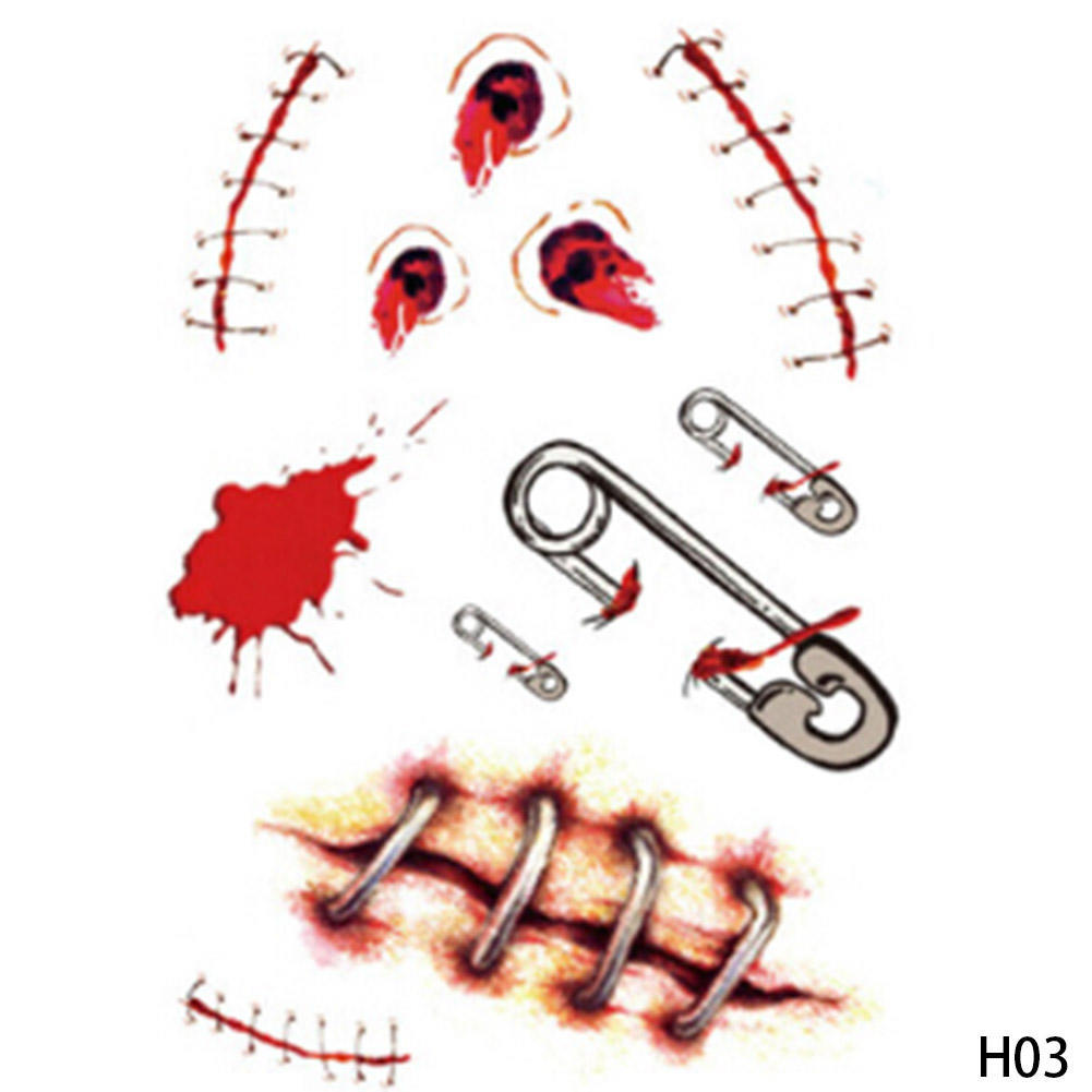 Buy 1Sheet Halloween Zombie Waterproof Horror Terror Wound Blood Scar ...
