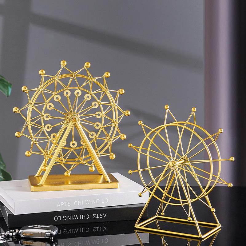 Buy Nordic Creative Gold Revolving Metal Ferris Wheel Ornament Home ...