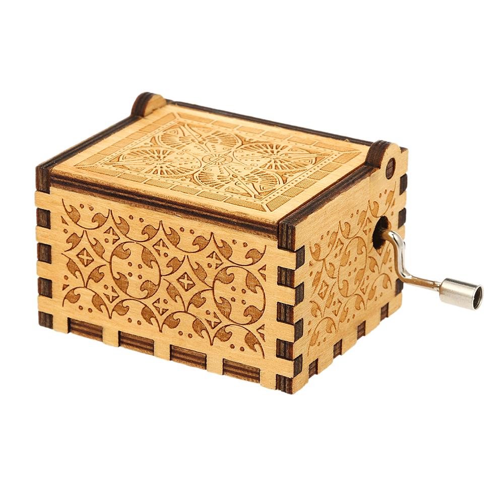 Buy Vintage Wooden Theme Song Music Box Hand-operated Carved Engraving ...