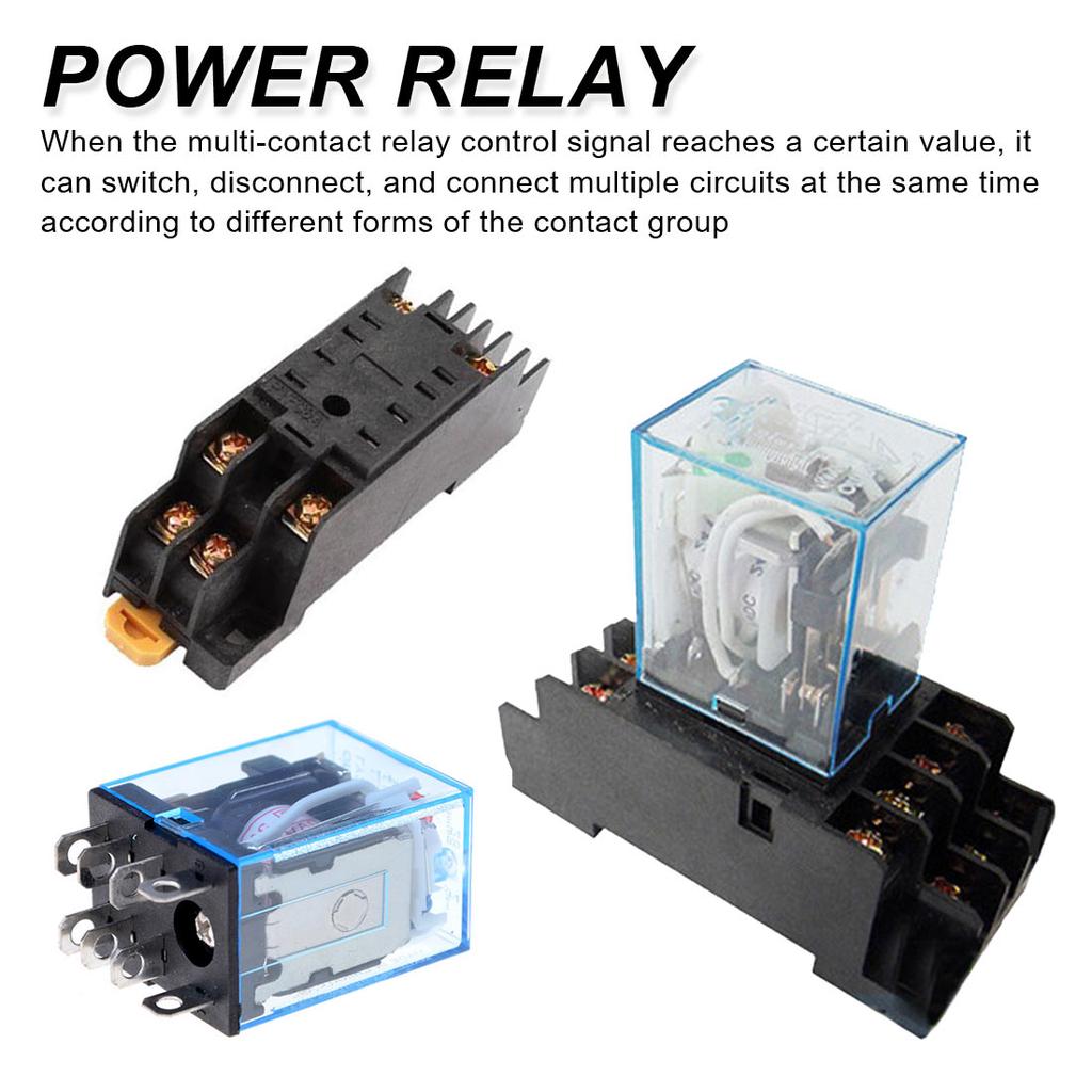 MY2P HH52P MY2NJ Relay DPDT Mini Electromagnetic Power Relay with Socket LED AC 110V 220V DC 12V ...