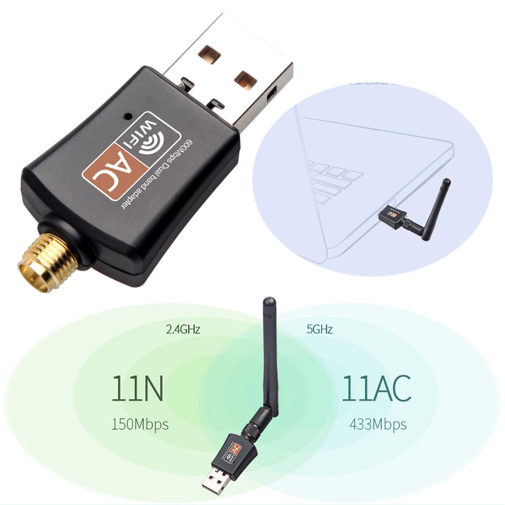 Buy 600Mbps Dual Band 5GHz Wireless Lan USB PC WiFi Adapter W/ Antenna ...