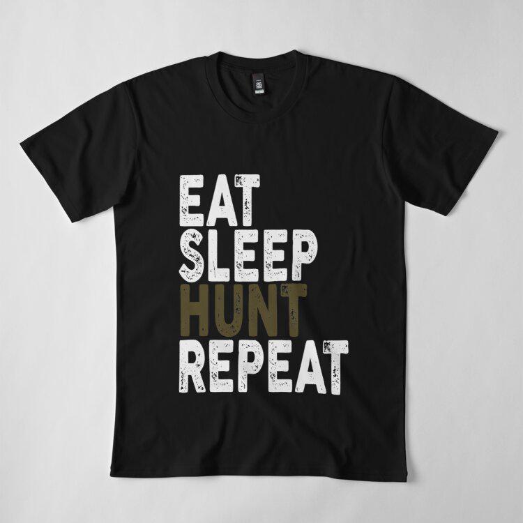 Buy Mens Premium T Shirt 200gsm Cotton Double Yarn Tees Eat Sleep Hunt