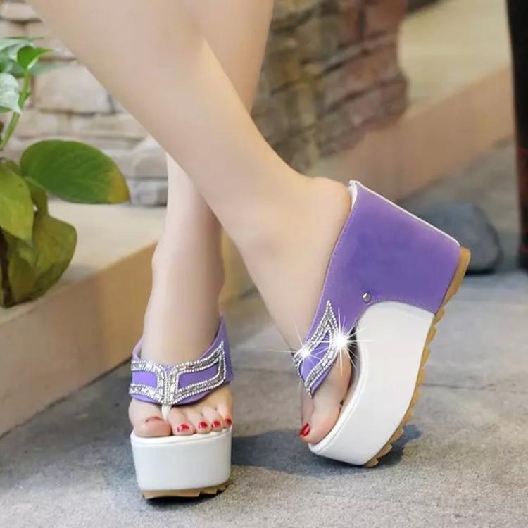 Buy Summer Wedge Sandals Rhinestone Super High Heel Women's Sandals at ...