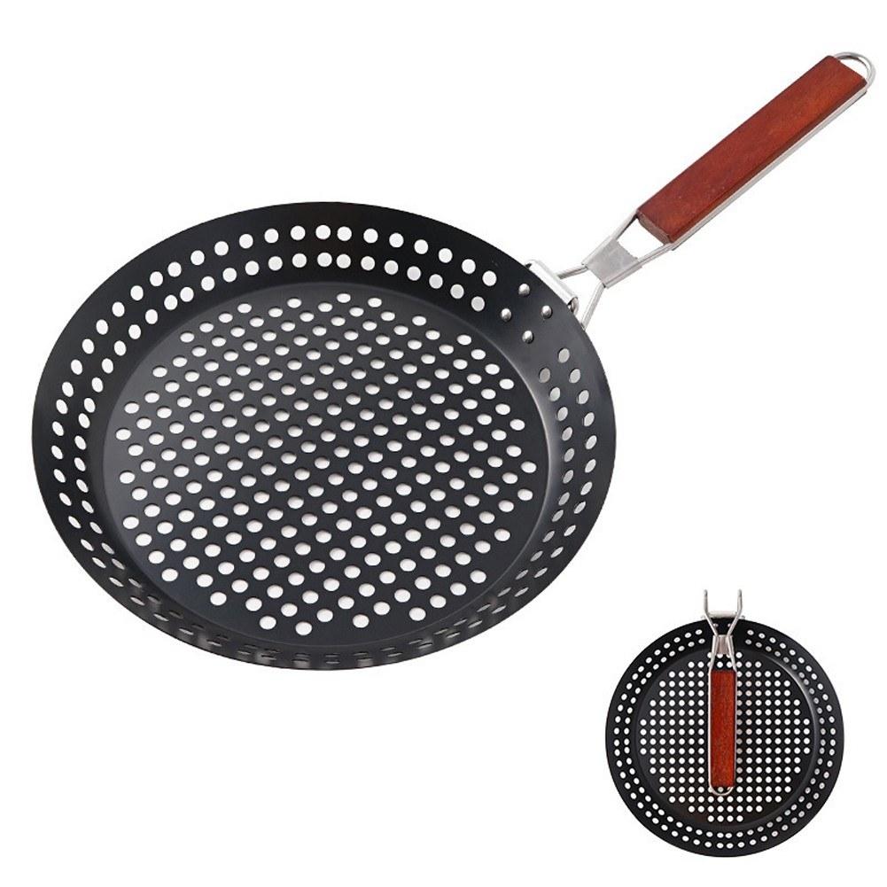 HBKS Outdoor Folding Round Barbecue Tray Ovenware Picnic BBQ Non-stick ...