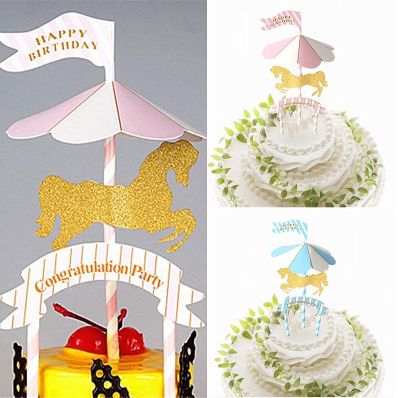 Birthday Cake Topper Inserted Card Carousel Insert Card Wedding Party ...