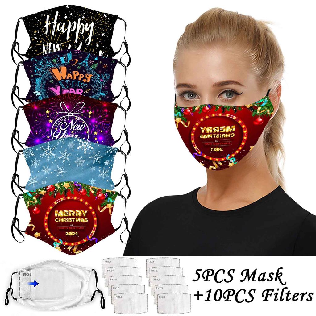 Buy SOC 5PCS Adult CSOCistmas Face Mouth Mask Adjustable Sport Outdoor ...