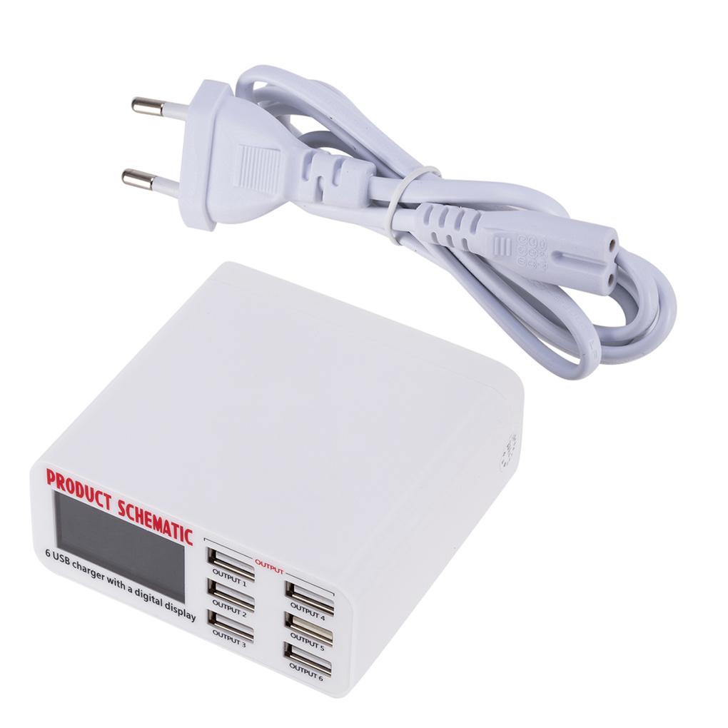 Buy 6 Ports USB Charger LCD Digital Display Smart Charging Station ...