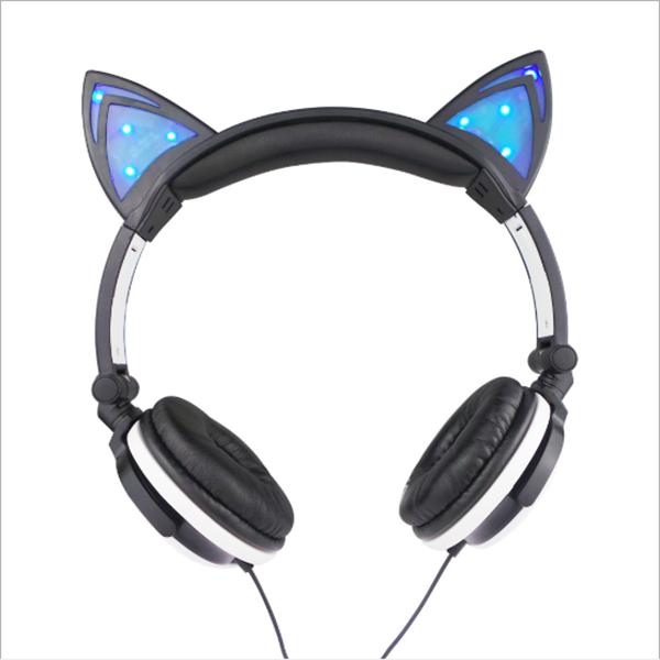 Buy Foldable Flashing Glowing FOX Ear Headphone Gaming Headset LED ...