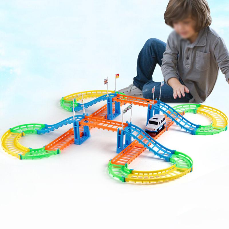 Buy 88pcs Set Spiral Track Roller Coaster Toy With Electric Rail Car ...