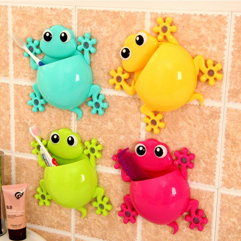 Cute Animal Frog Silicone Creative Family Wall Bathroom Hanger Suction ...