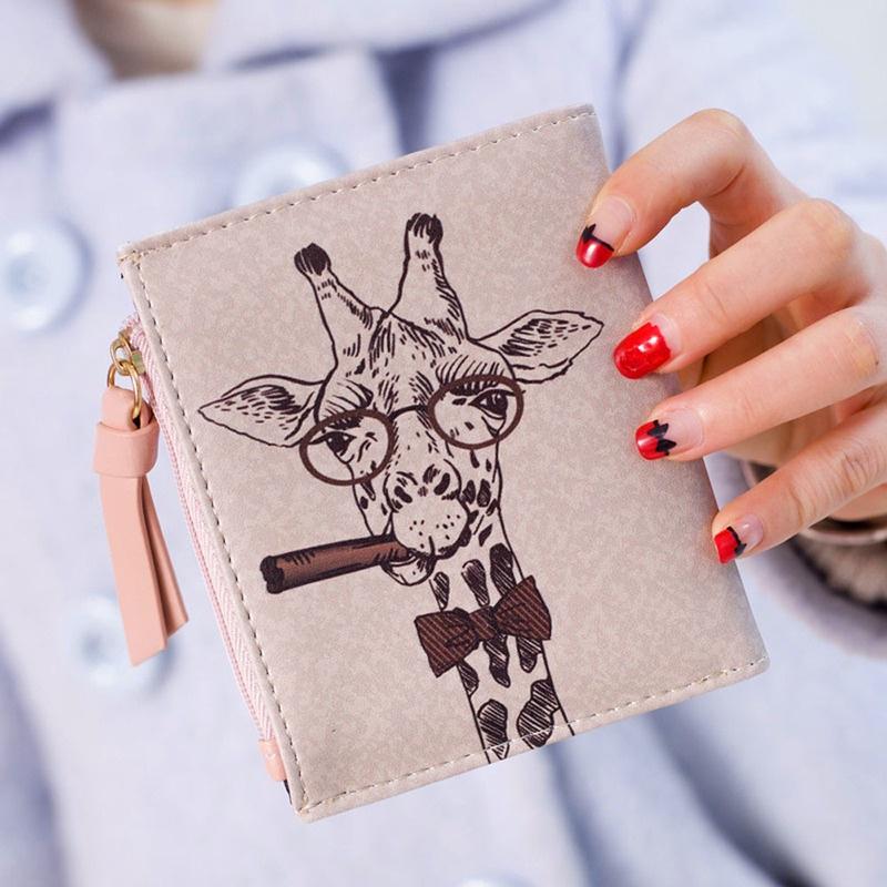 Buy Women Vintage Giraffe Pattern Short Wallet Purse at affordable ...
