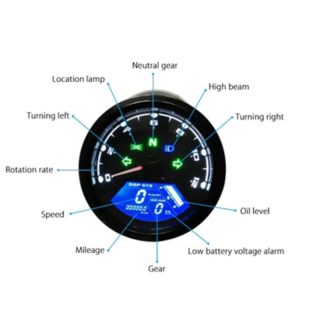 Buy 2021New 12000rpm Universal Motorcycle Speedometer Odometer KMH/MPH ...