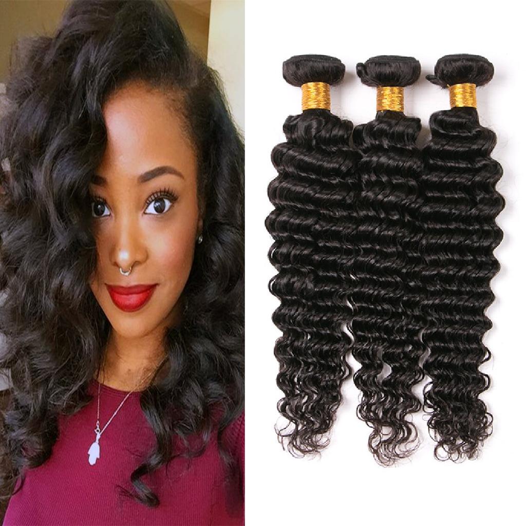 Buy Peruvian Deep Wave Bundles, Deep Curly Virgin Human Hair Extension ...
