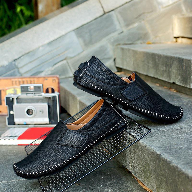Buy Breathable Toe Leather Autumn Shoes Male Casual Round Soft for ...