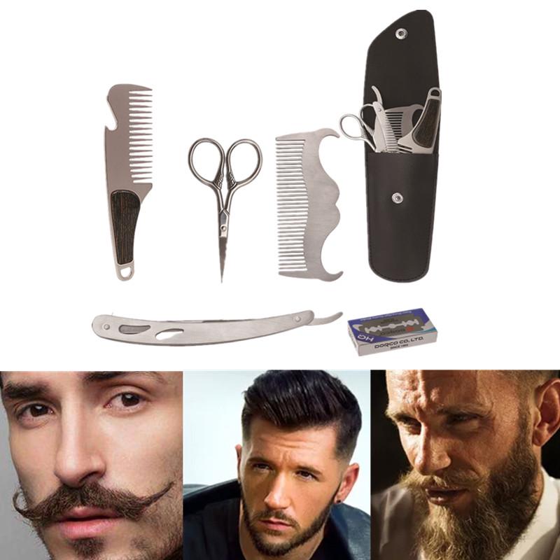 Buy Professional 6Pcs/set Men Beard Tool Shaving Comb Straight Razor ...