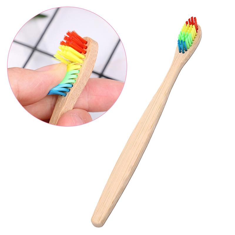 Buy 4Pcs Wood Rainbow Toothbrush With Bamboo Handle Soft Fibre ...