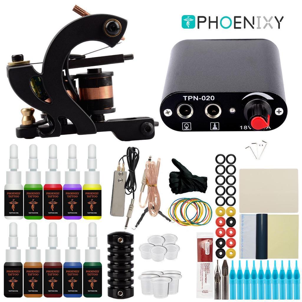 Cheap PHOENIXY Beginner Tattoo Set Tattoo Machine Guns 10Colors Tattoo ...