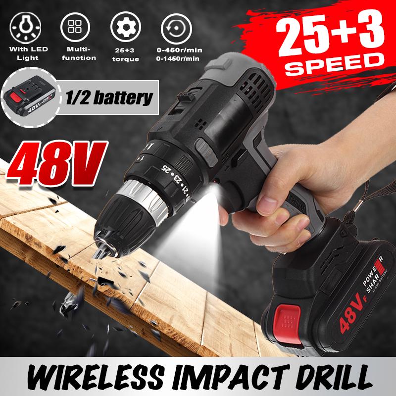 48V Cordless Screwdriver Electric Screwdriver Cordless Drill Power ...