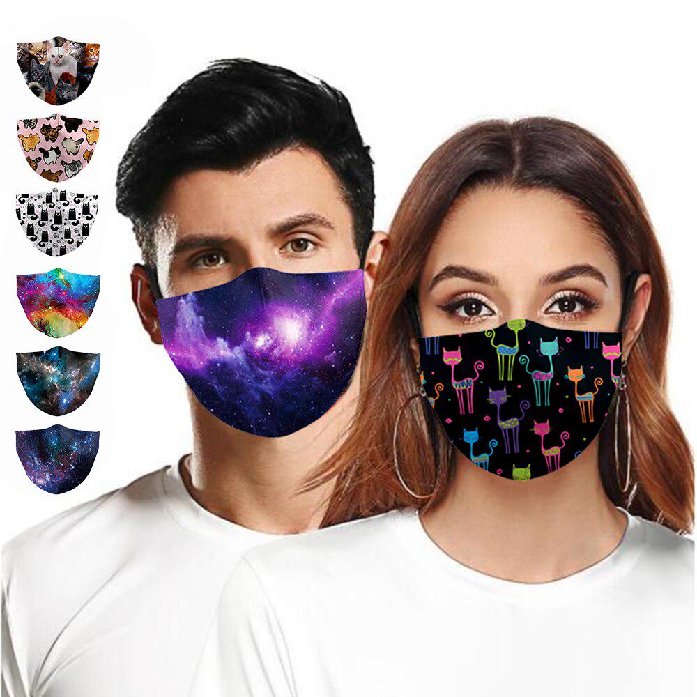 Starry Cute Cat Pattern Printed Protective Face Fabric Masks PM 2.5 ...