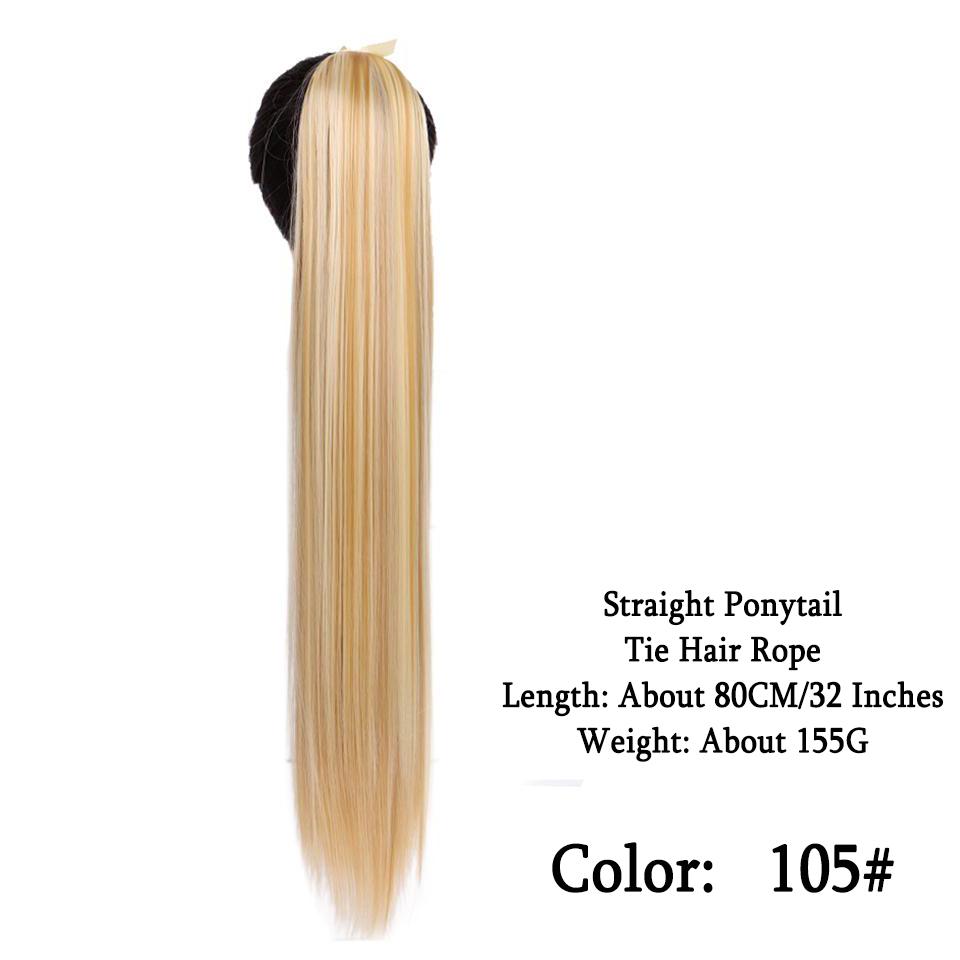 Buy 80CM 1 Piece Brown Long Straight Ponytails for Women Heat Resistant ...